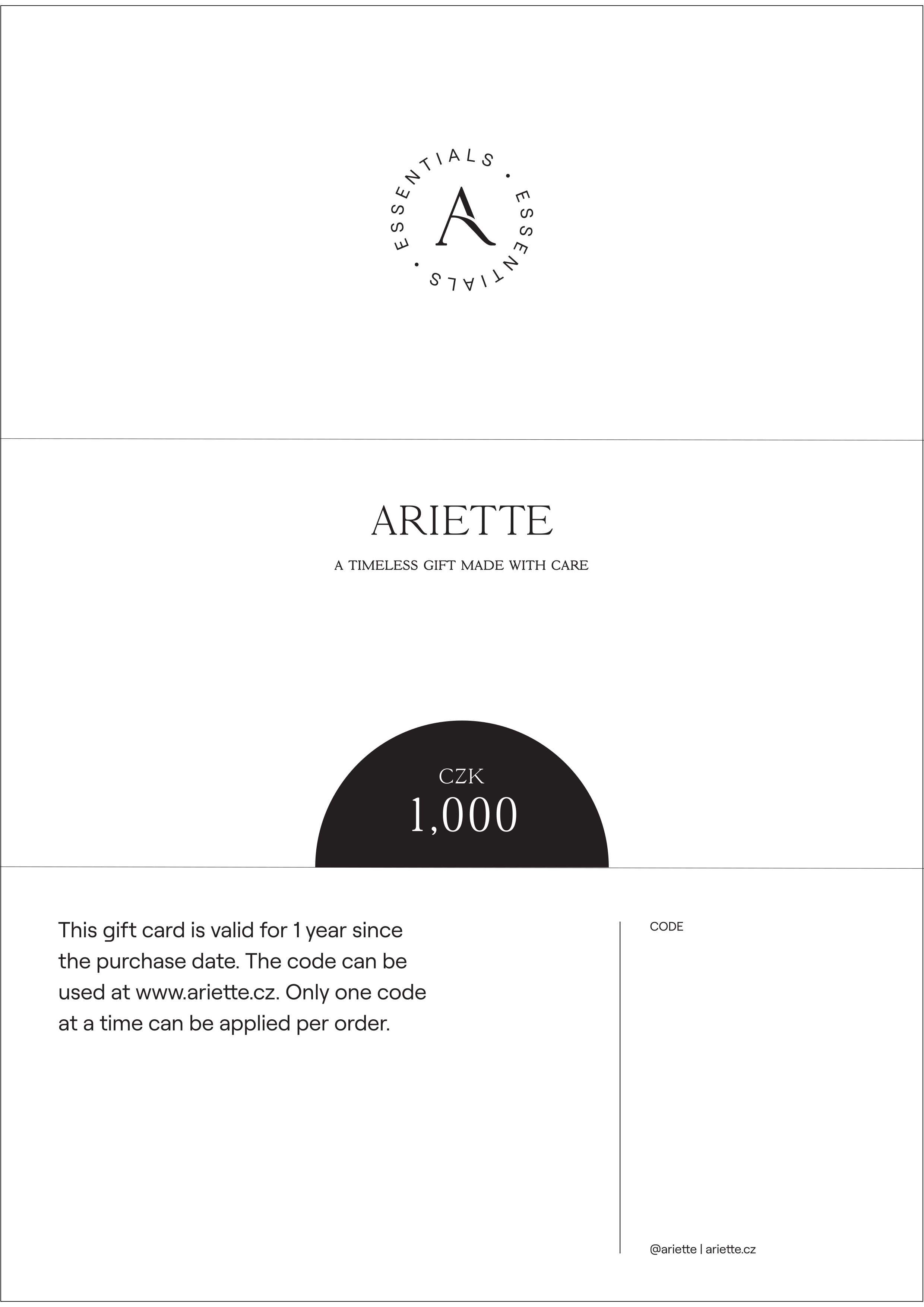 Gift card – ARIETTE